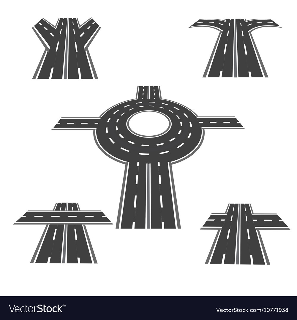 Set different sections road Royalty Free Vector Image
