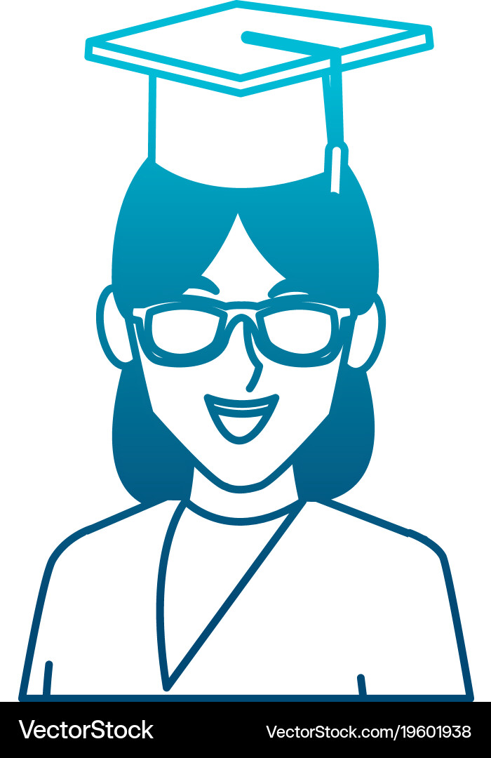 Student woman with graduation hat Royalty Free Vector Image