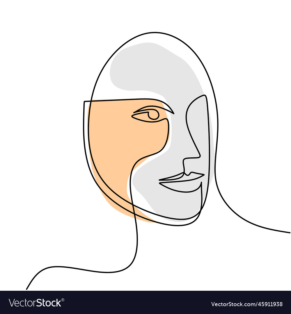 Woman Face One Line Drawing Abstract Beautiful Vector Image