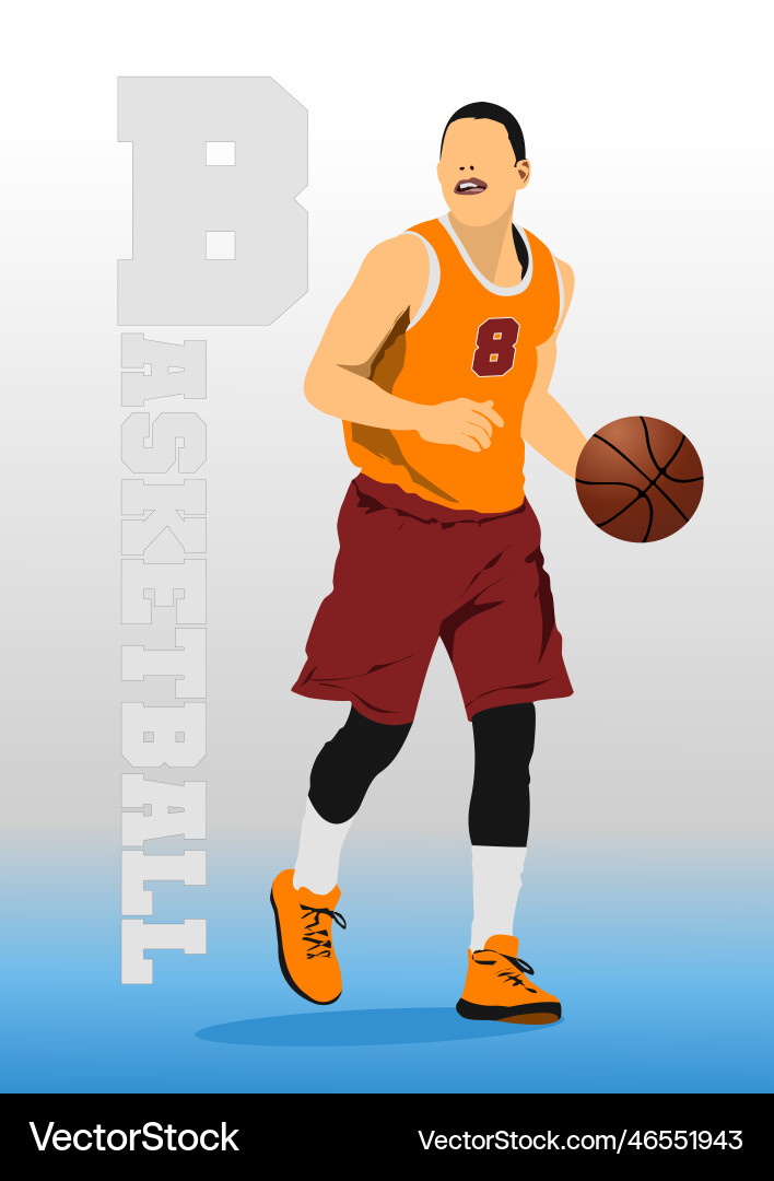 Basketball player poster colored 3d for designers Vector Image