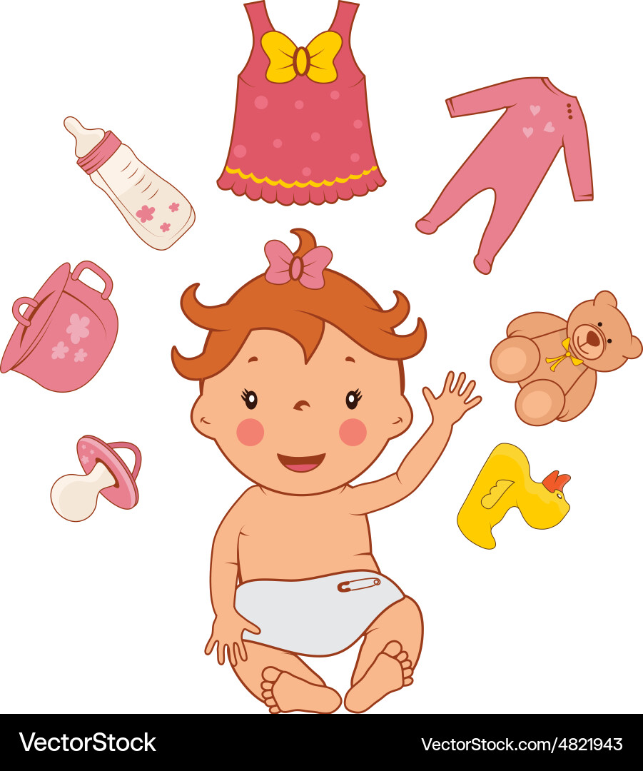 Cute baby girl Royalty Free Vector Image - VectorStock