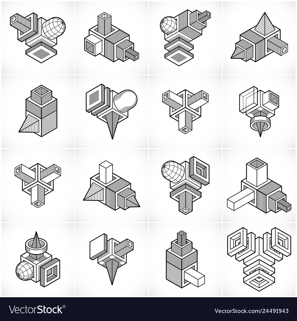 Engineering abstract shape set Royalty Free Vector Image