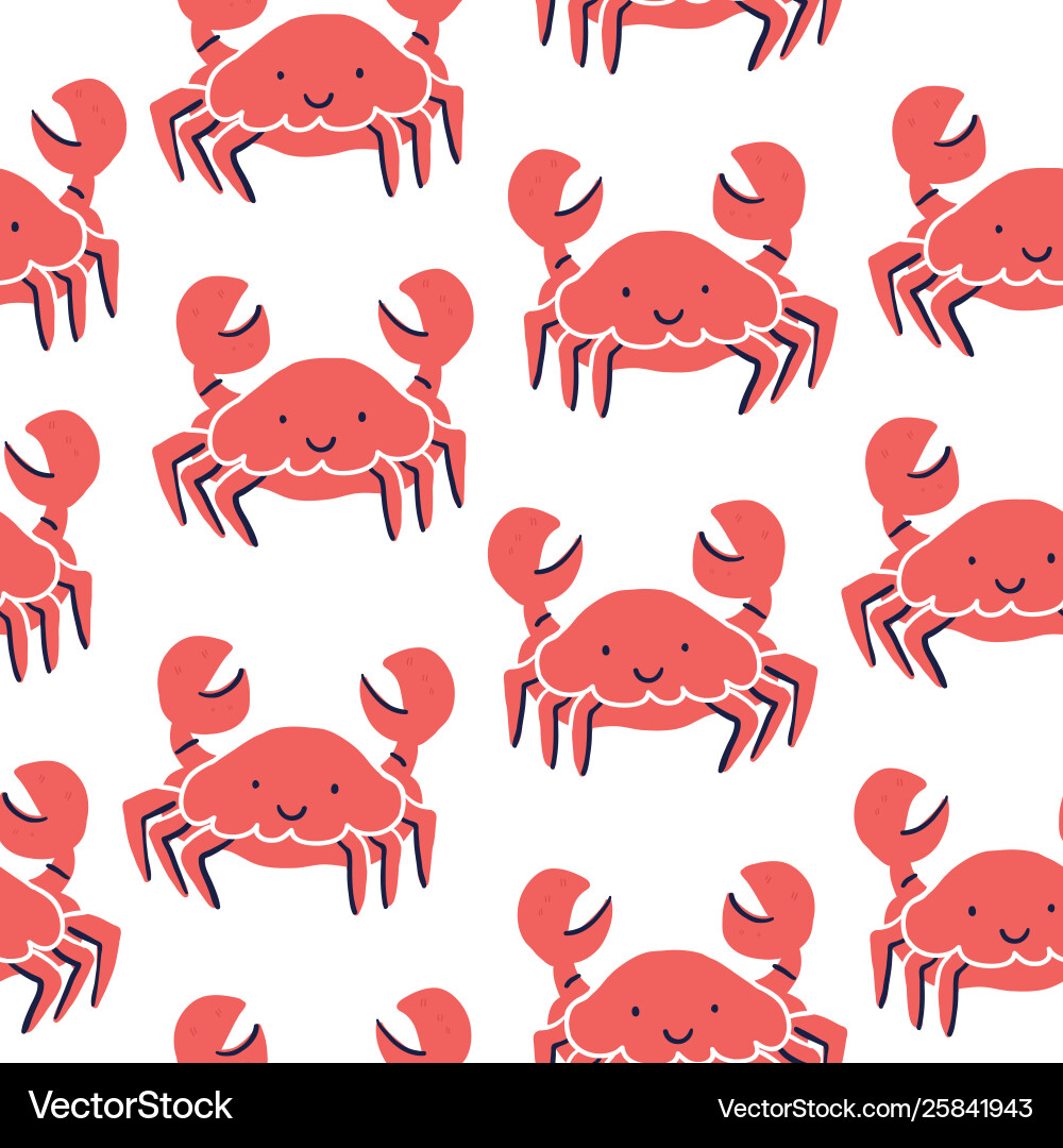 Funny hand drawn crab underwater with lettering Vector Image
