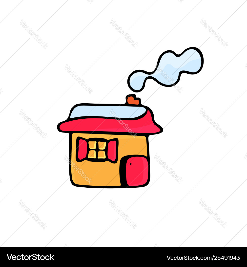 Gingerbread house doodle icon on white background Vector Image