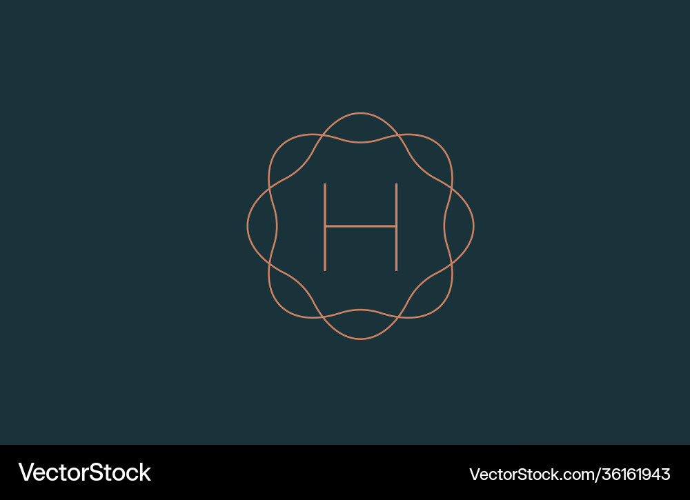 H floral monogram alphabet letter logo Royalty Free Vector