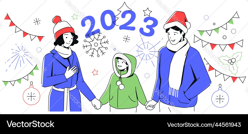 Happy new year - modern line design style Vector Image