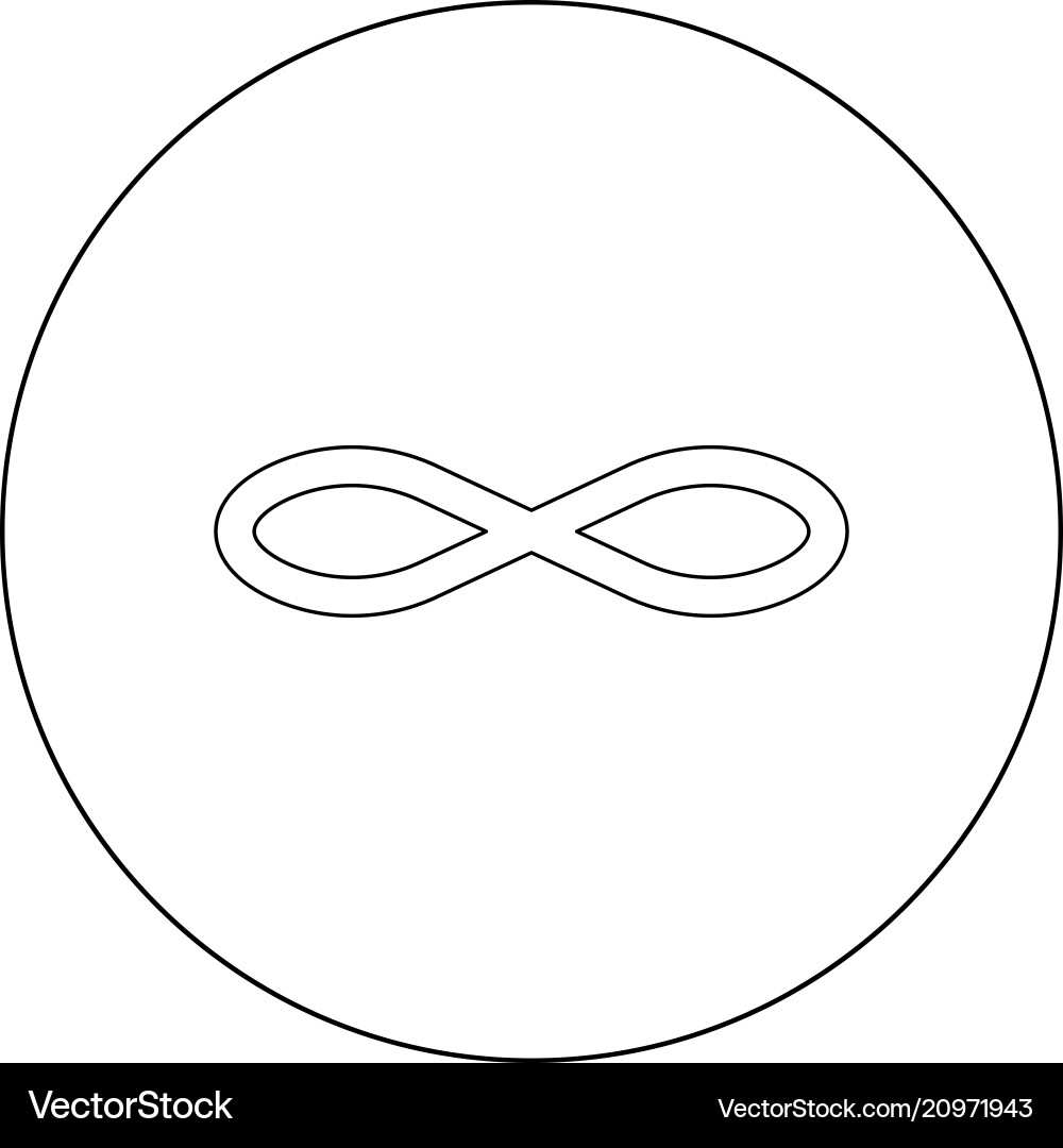 Infinity symbol icon black color in circle Vector Image