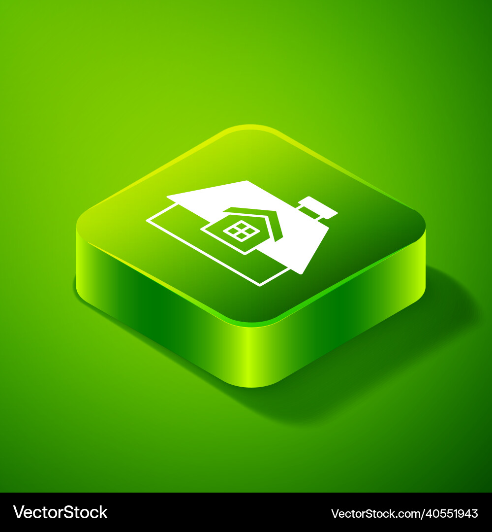 Isometric house icon isolated on green background Vector Image