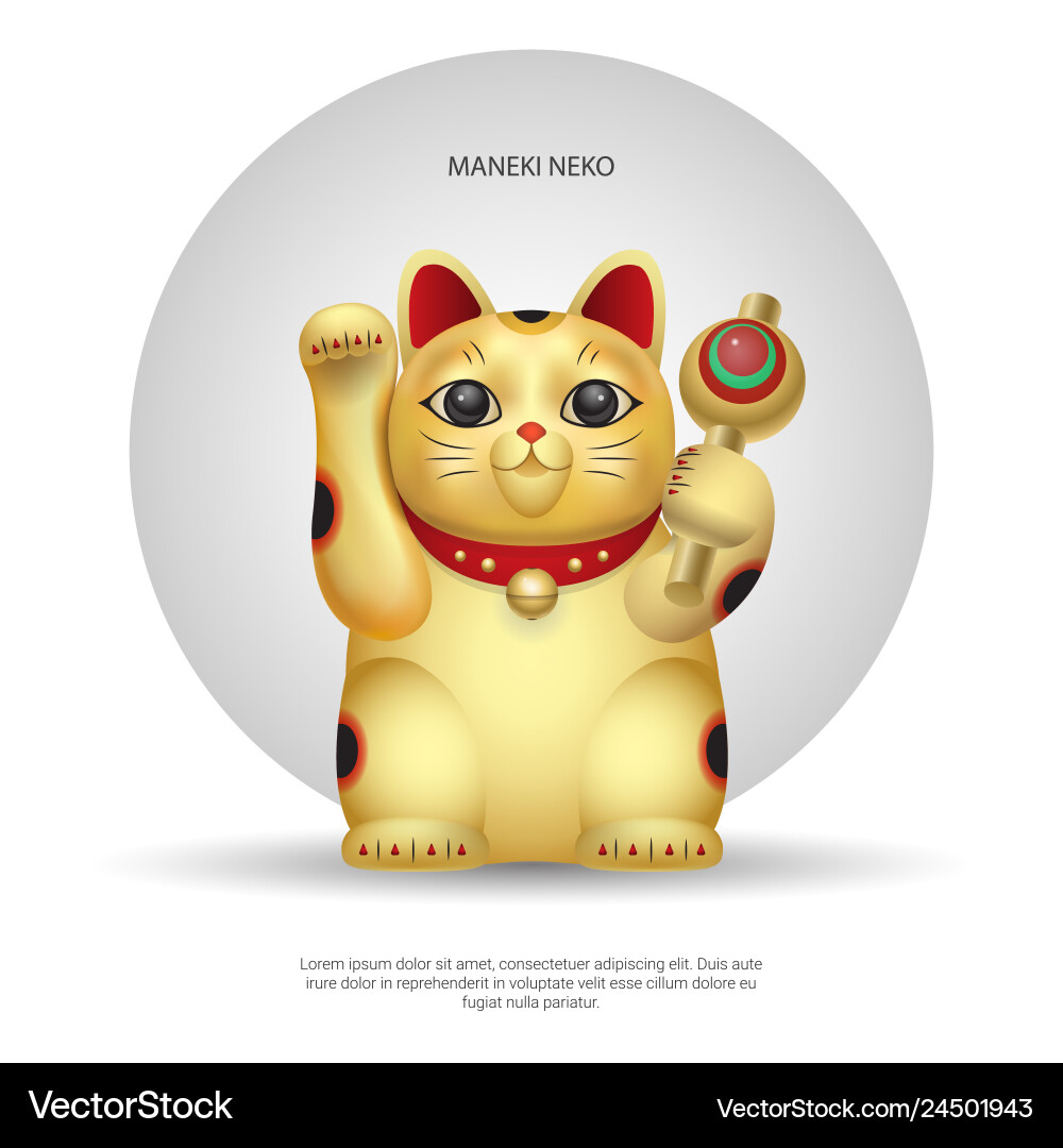 Maneki-neko lucky japan cat Royalty Free Vector Image
