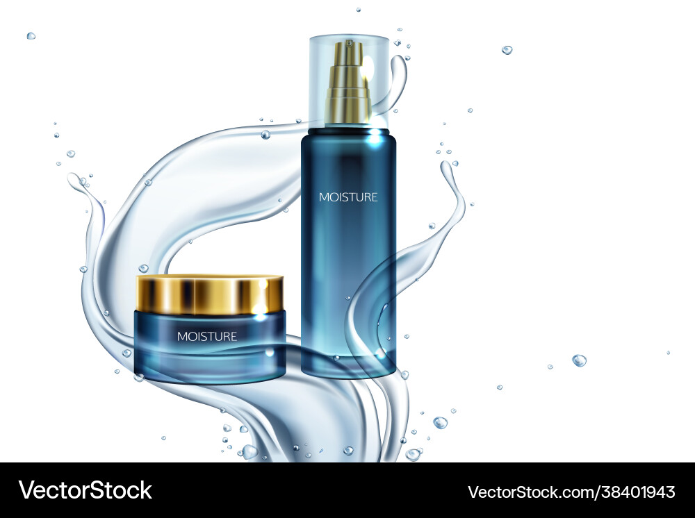 Moisturizing cream lotion in water splashes Vector Image