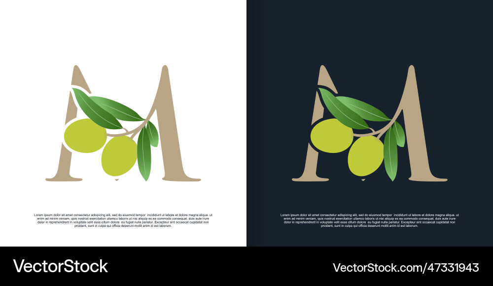 Olive letter logo m unique concept premium Vector Image