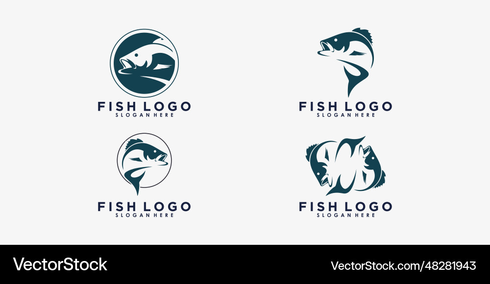 Set of fish logo design with template Royalty Free Vector
