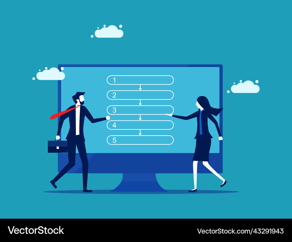 Sort the workflow a businesswoman presents Vector Image