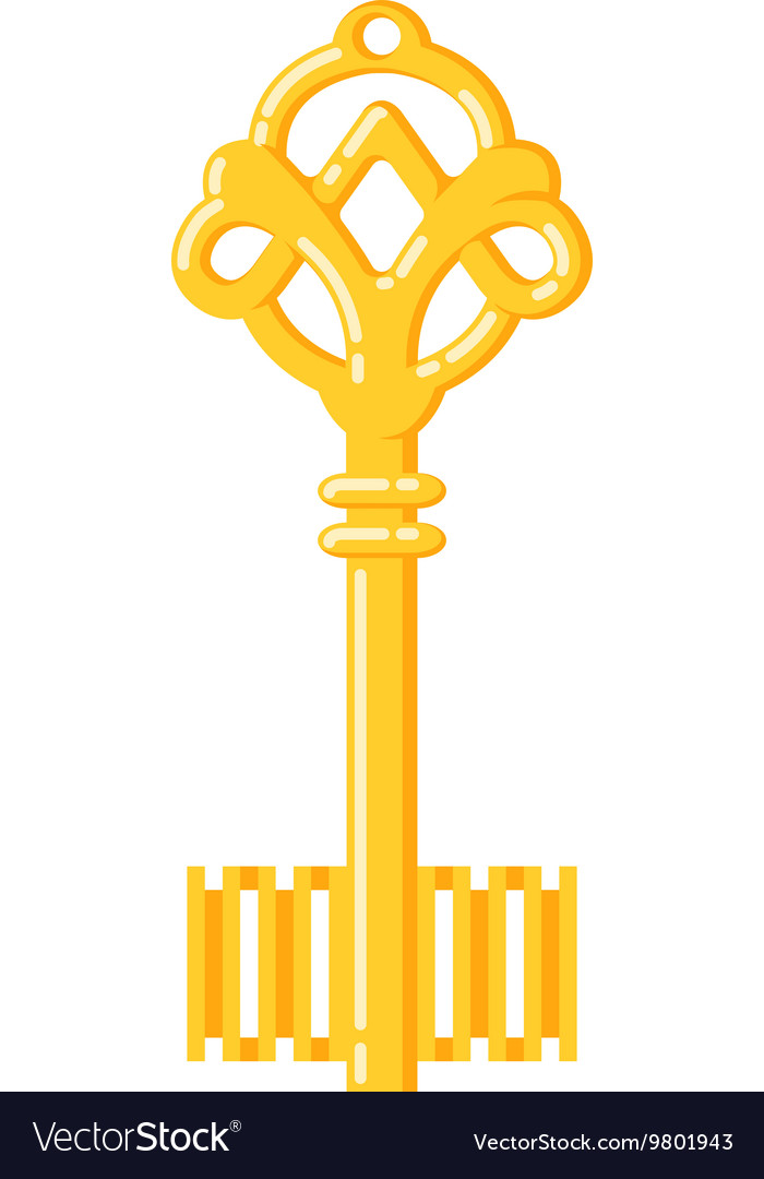 Vintage key isolated icon Royalty Free Vector Image