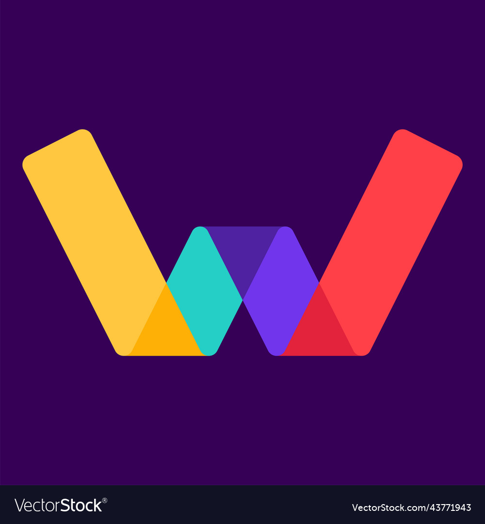 W letter logo made of overlapping lines paper Vector Image