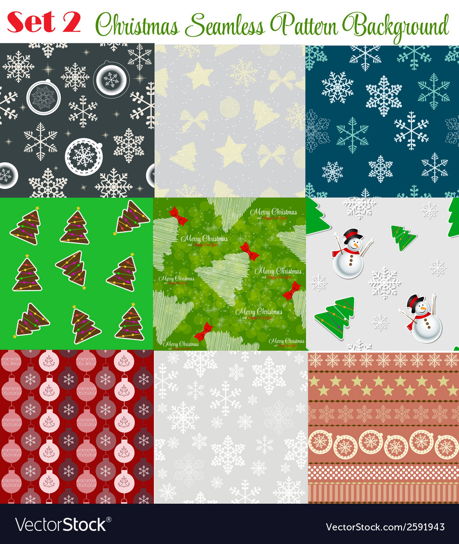 Winter year seamless pattern set Royalty Free Vector Image