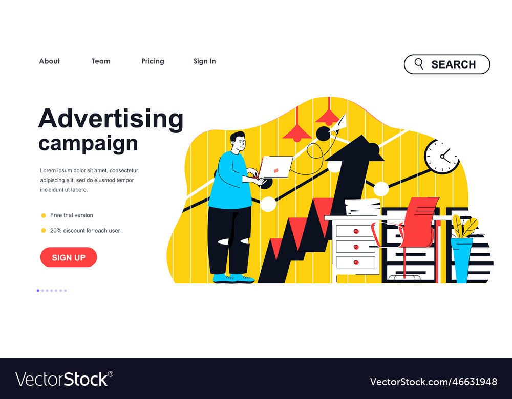 Advertising campaign concept for landing page Vector Image