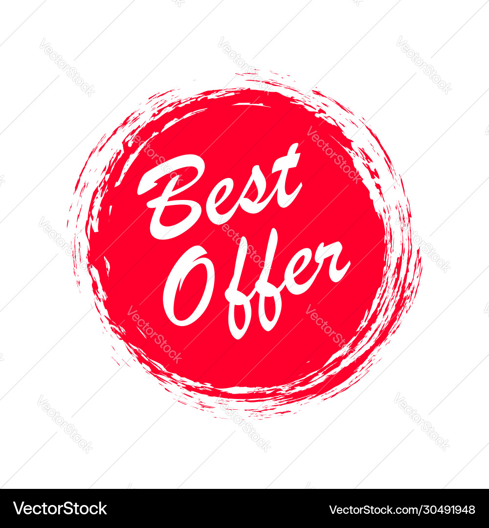 Best offer red label circle tag big special offer Vector Image