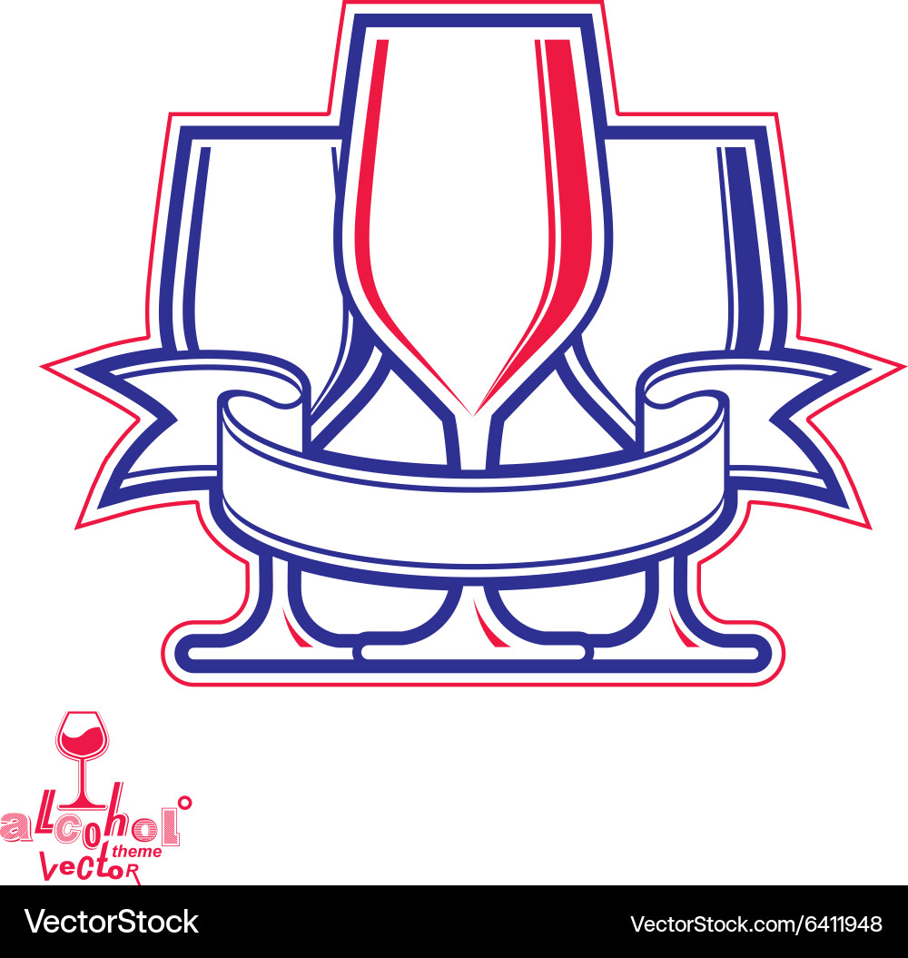 Classic three goblets with curvy ribbon party Vector Image