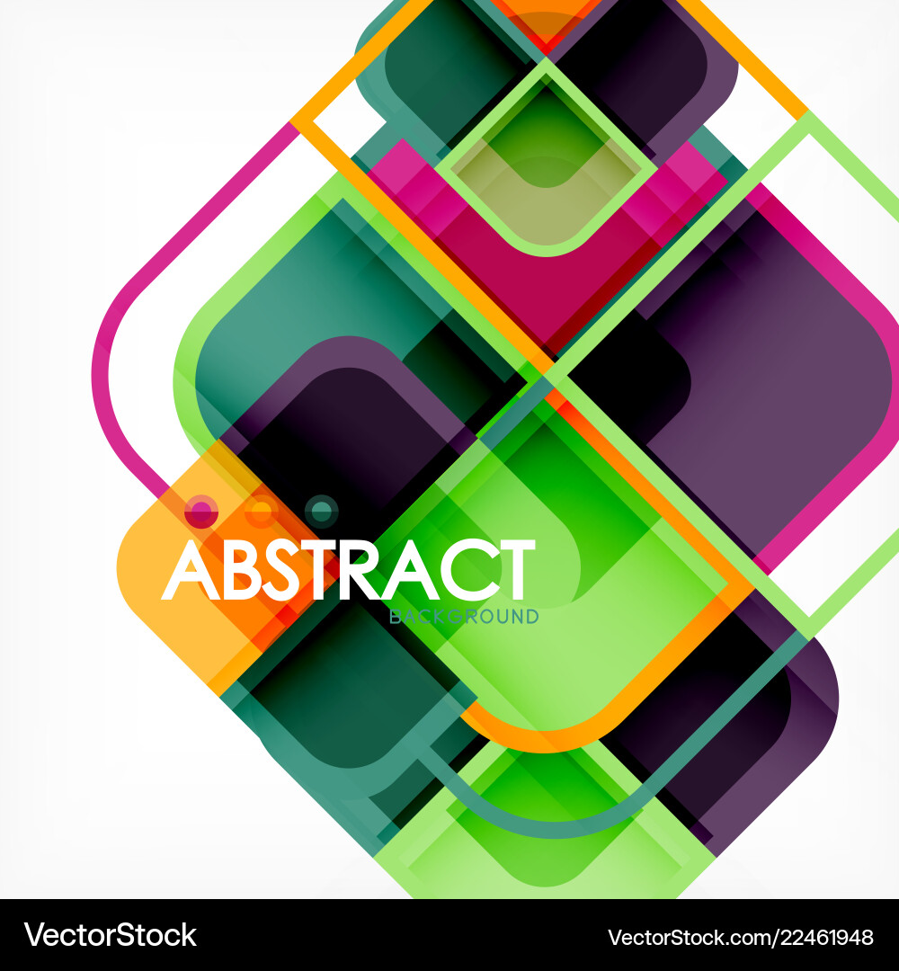 Colorful round squares modern geometric background