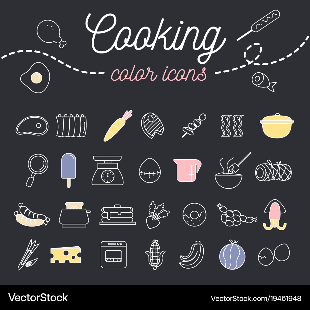 Cooking color icon set infographic design Vector Image