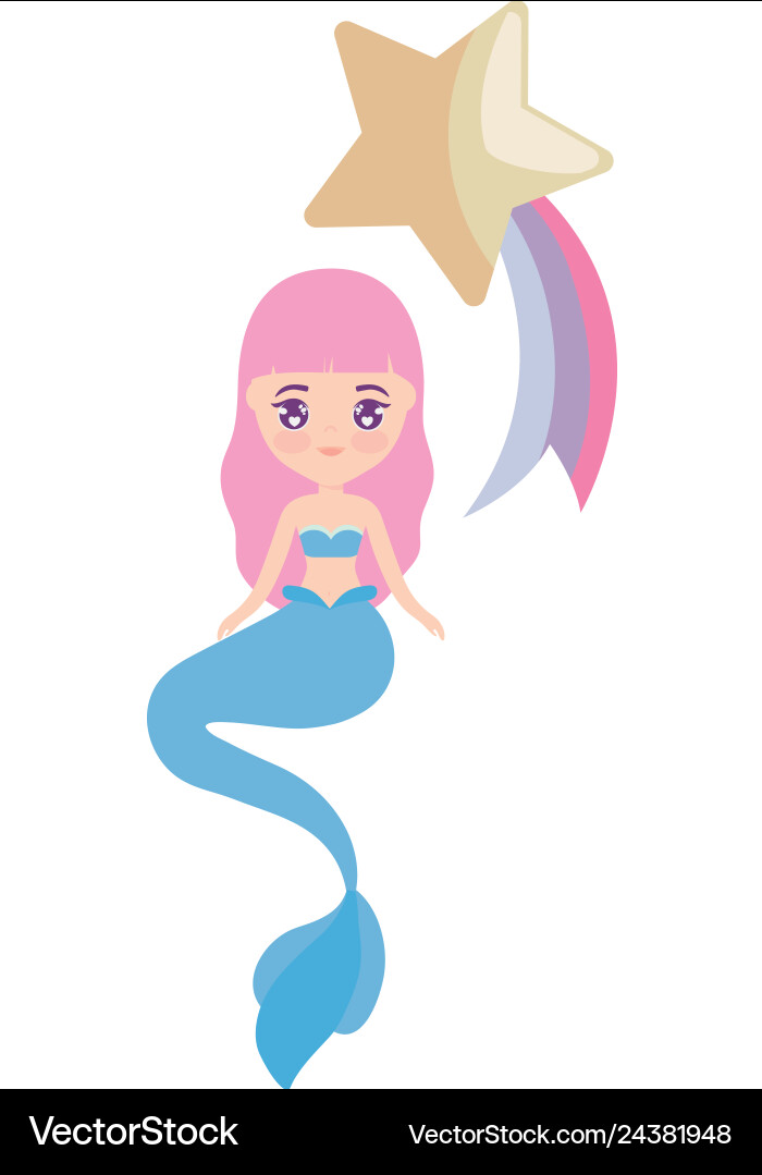Cute mermaid with star decoration Royalty Free Vector Image