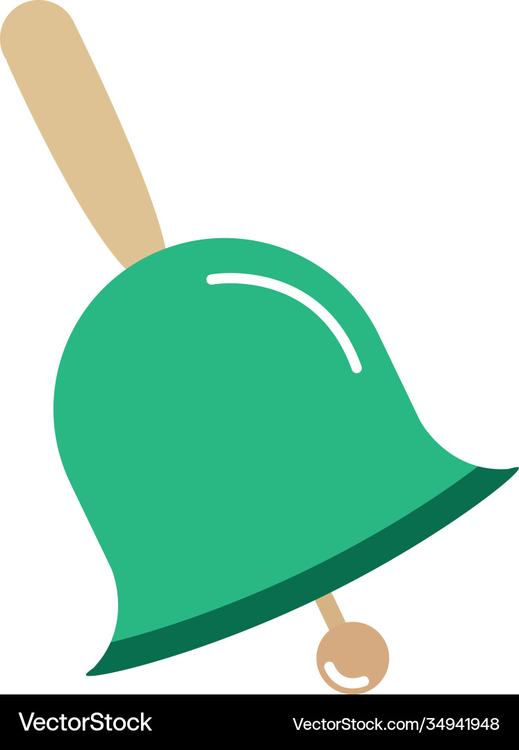Green bell decoration cartoon flat icon Royalty Free Vector