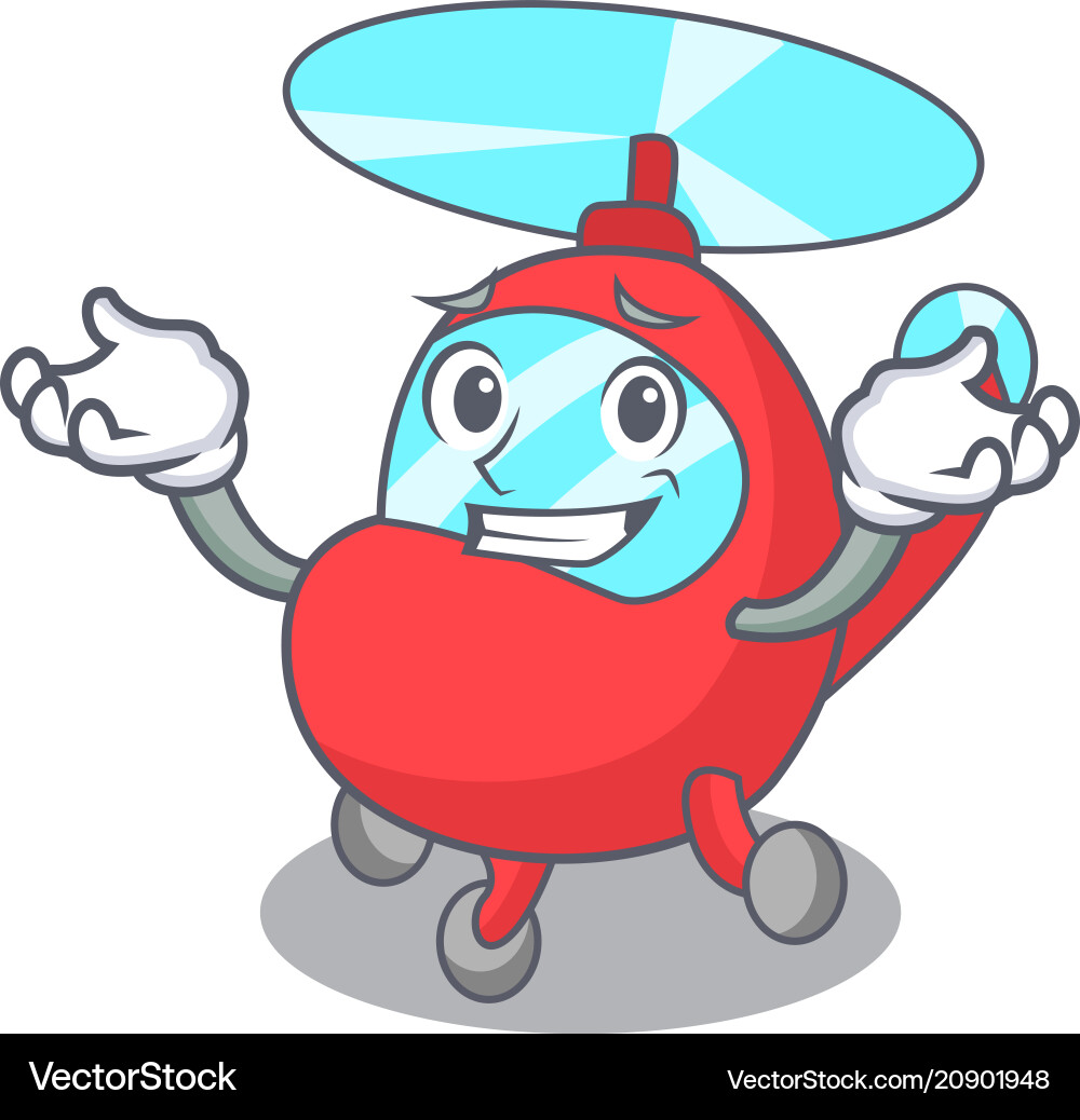 Grinning helicopter character cartoon style Vector Image