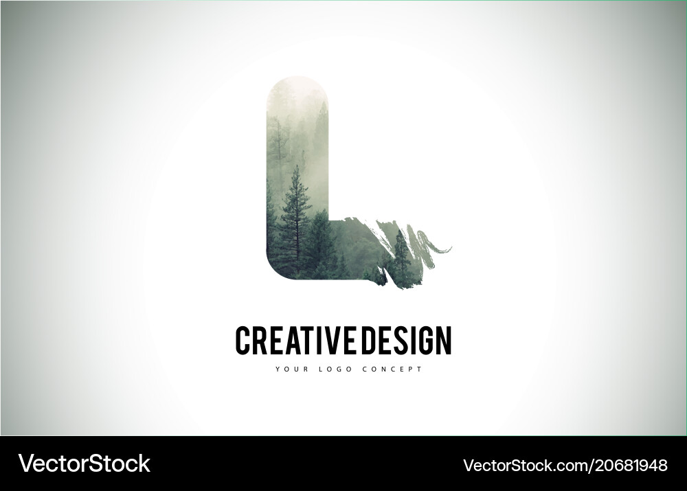 L letter brush with forest fog texture Royalty Free Vector