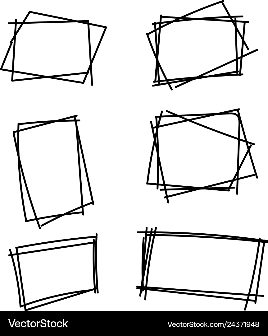 Line set of frame drawn hand sketch Royalty Free Vector