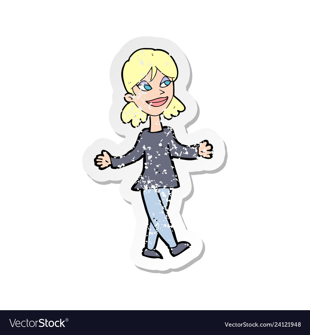 Retro distressed sticker a cartoon woman Vector Image