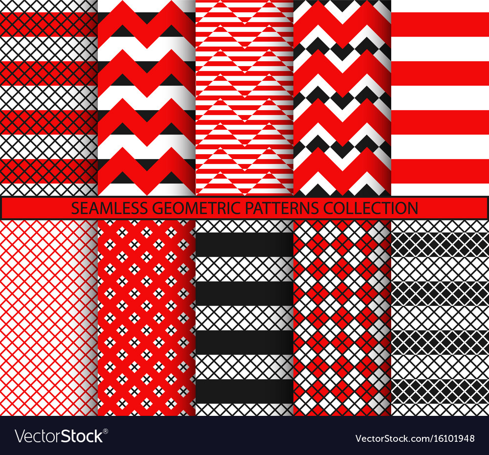 Seamless geometric patterns collection Royalty Free Vector