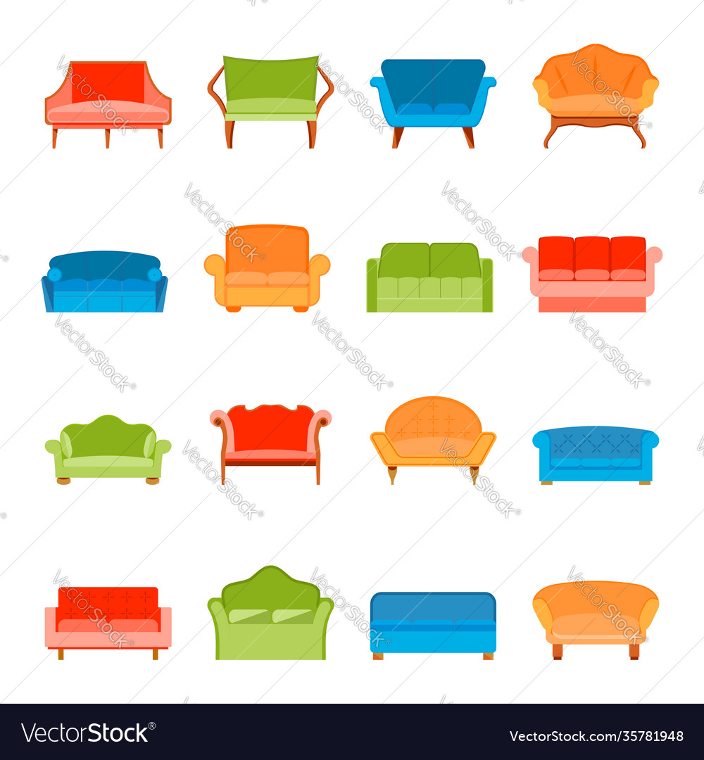 Sofa icon flat Royalty Free Vector Image - VectorStock