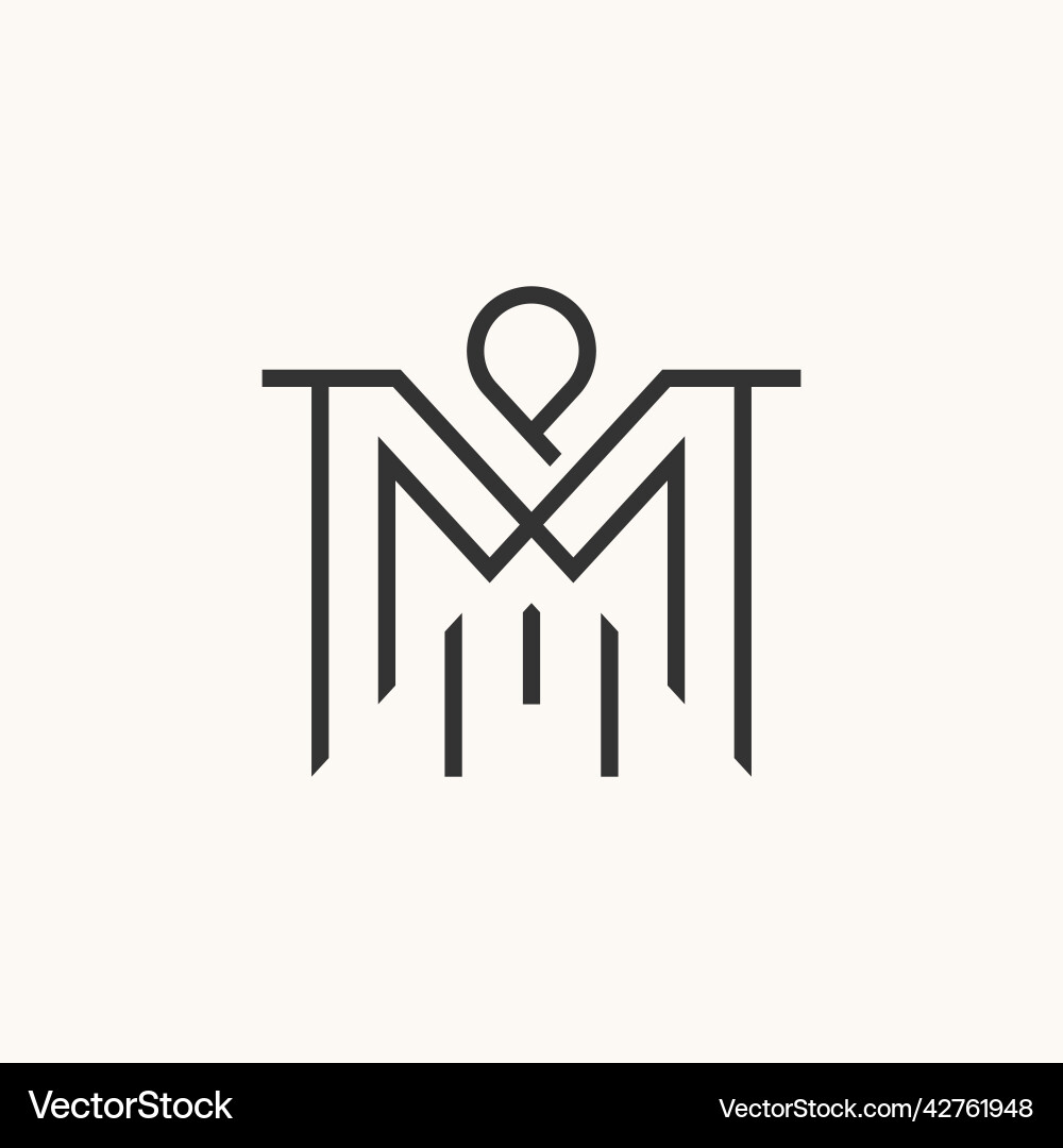 Unique letter mm or mw line pattern motif ornament