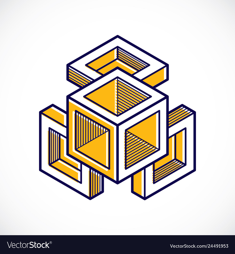 3d engineering abstract shape made using cubes Vector Image