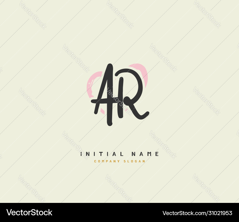 A r ar beauty initial logo handwriting logo Vector Image