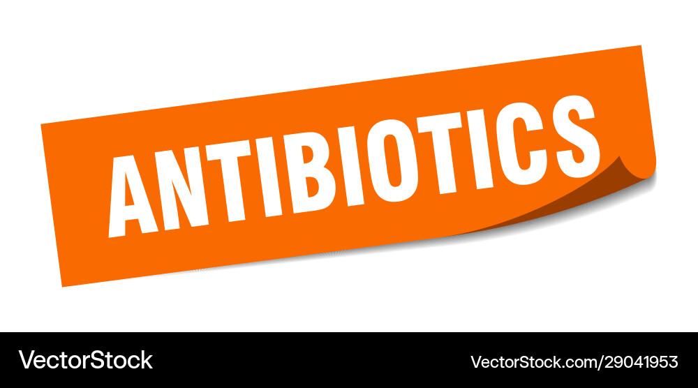 Antibiotics sticker square sign Royalty Free Vector Image