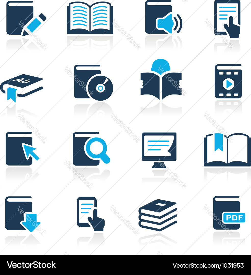 Book icons azure series Royalty Free Vector Image