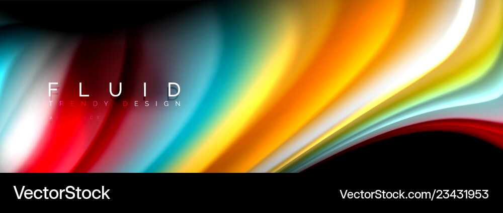 Bright colorful liquid fluid lines on black Vector Image