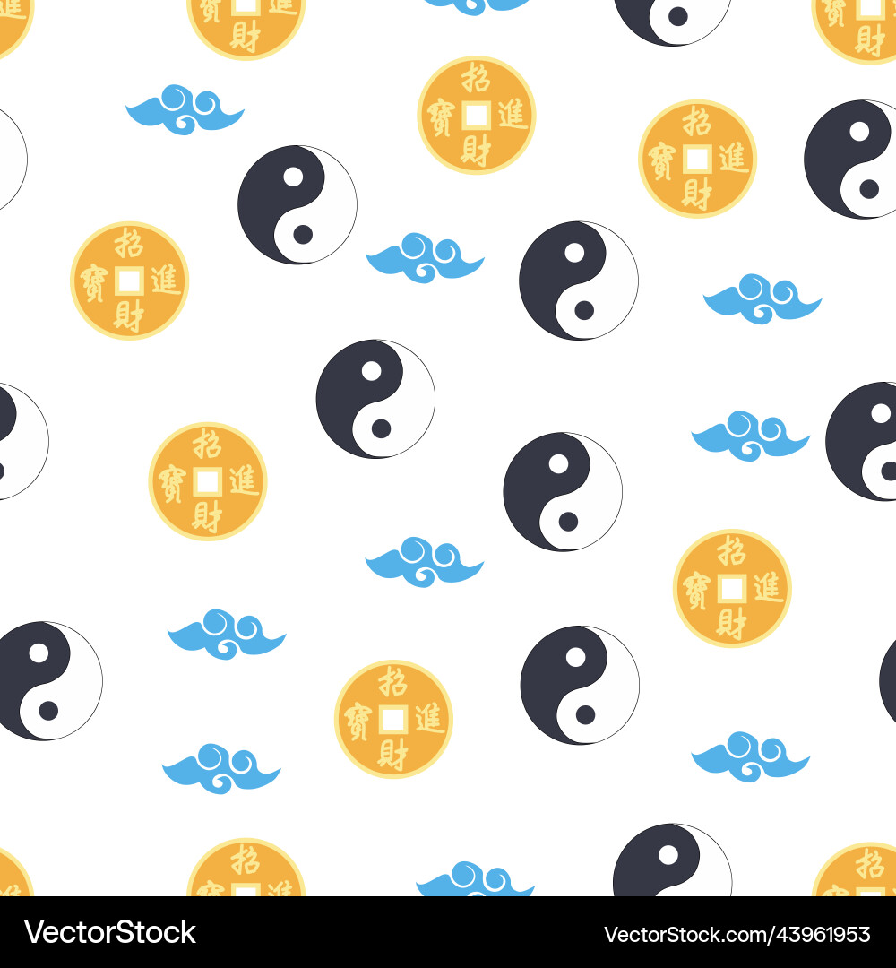 Chinese seamless pattern with feng shui Royalty Free Vector