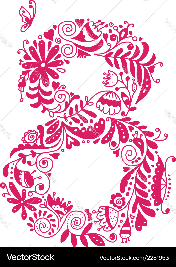 Floral number 8 for your design Royalty Free Vector Image