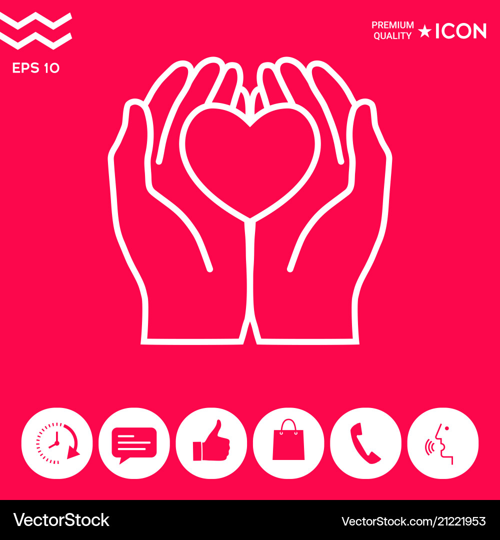 Hands holding heart - protection icon Royalty Free Vector