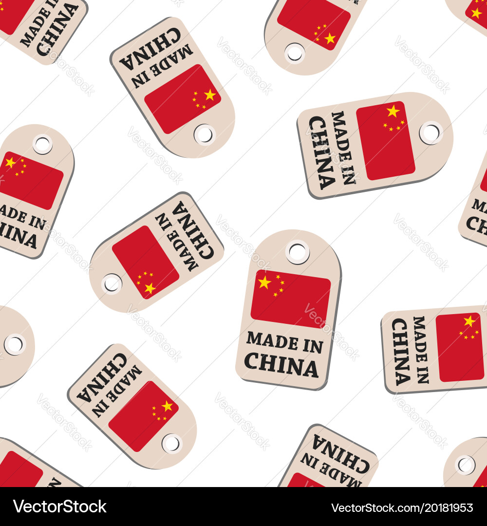 Hang tag made in china with flag seamless pattern Vector Image