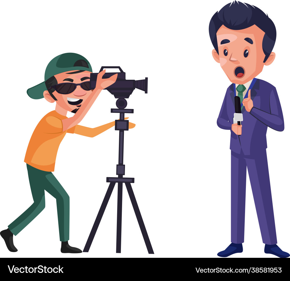 Journalist boy cartoon character Royalty Free Vector Image
