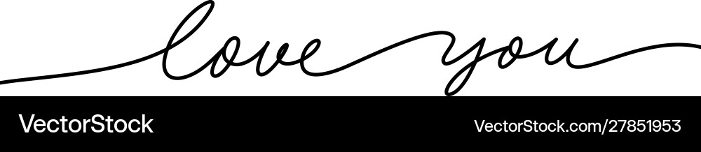 Love you mono line calligraphy Royalty Free Vector Image