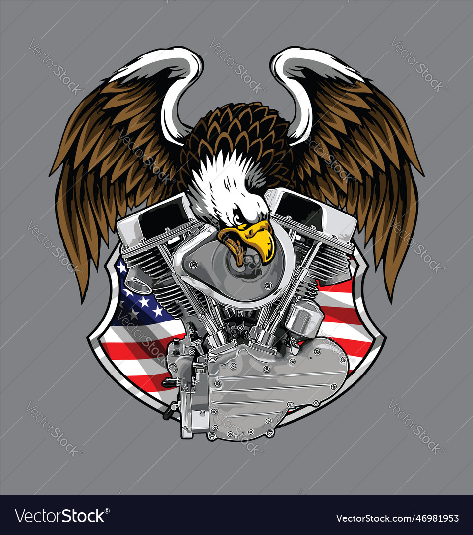 Panhed engine and eagle template Royalty Free Vector Image