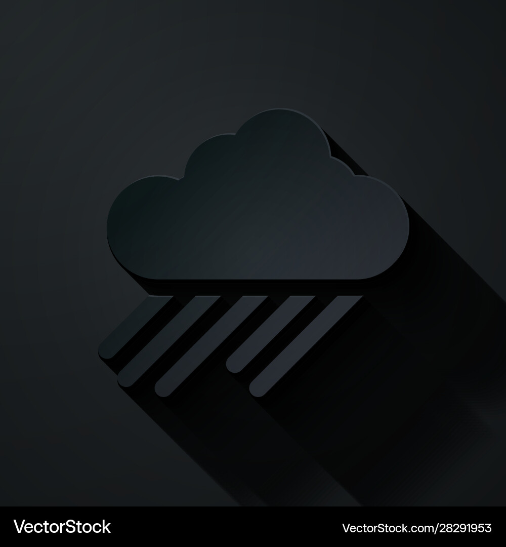 Paper cut cloud with rain icon isolated on black Vector Image