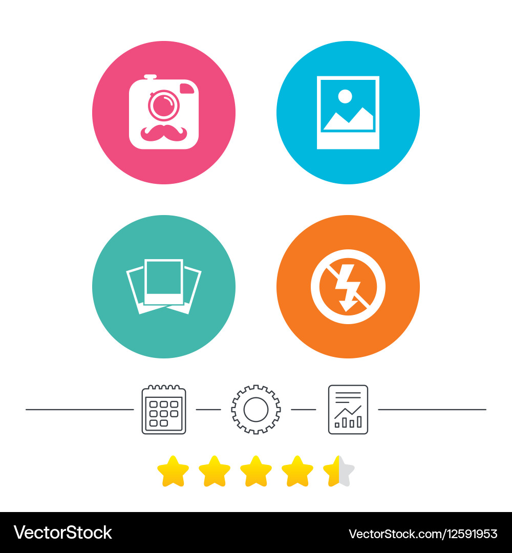 Photo camera icon No flash light sign Royalty Free Vector