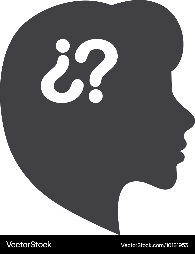 Question mark woman head icon graphic Royalty Free Vector