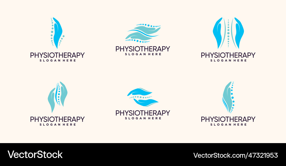 Set bundle of physiotherapy logo design with hand Vector Image